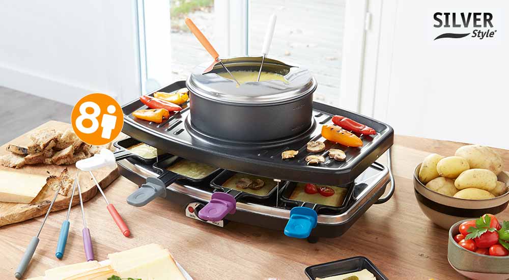 Uw 3 in 1 toestel raclette fondue gril SILVERSTYLE